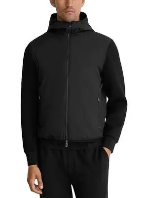 REISS Shiels Technical Fabric Zip Up Jacket - Black