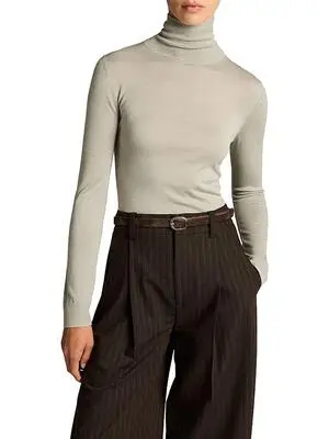 Vince Slim Turtleneck Long Sleeve Top - Stone Sage