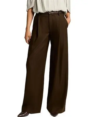 Vince Camille Wool Blend Mid Rise Wide Leg Pants Pinewood