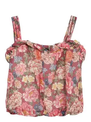 Chloé Chloe Cotton & Silk Floral-Pattern Top Multicolor