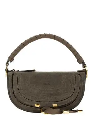 Chloé Chloe Mini Marcie Suede Shoulder Handbag With Adjustable Strap Grey