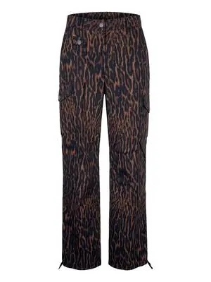 GANNI Ganni Stretch Cotton Pocket Cargo Pants Printed Rawhide