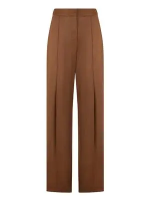 ELISABETTA FRANCHI Elisabetta Franchi Pleated High-Waist Linen-Blend Trousers