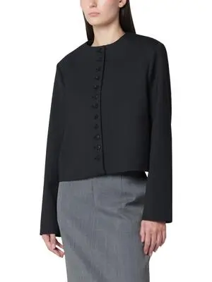 Almada Label Almada Label Boxy Collarless Button Jacket Black