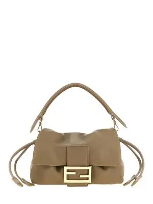 Fendi Fendi Women Baguette® 26424 Canvas Shoulder Bag Cream