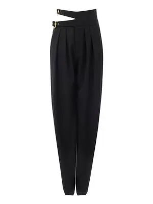 Chloé High-rise Tailored Pants In Wool Grain De Poudre - Black