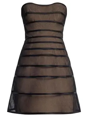 Bcbgmaxazria Strapless Fit-&-flare Mini Dress - Black Pattern