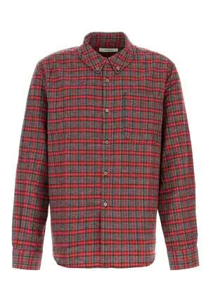 GIMAGUAS Gimaguas Embroidered Mini Check Flannel Shirt For Men