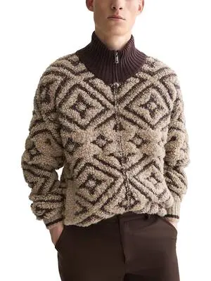 Scotch & Soda Jacquard High Neck Sweater - Walnut