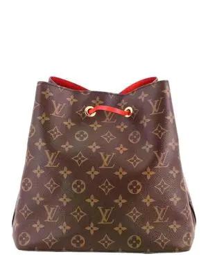 LOUIS VUITTON Neonoe Handbag Monogram Canvas With Leather Mm Bucket Bag Red