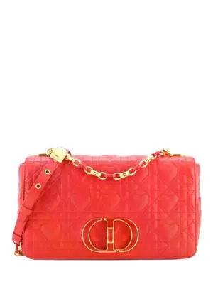 Dior Dioramour Caro Bag Heart Cannage Quilt Calfskin New Medium Shoulder Bag Red