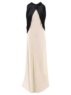 Alberta Ferretti Draped-detail Two-tone Gown Neutrals