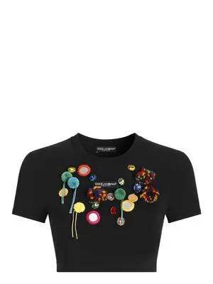 Dolce & Gabbana Jersey T-shirt With Applications - Black