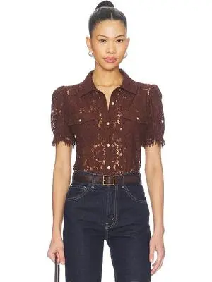 GENERATION LOVE Generation Love Mikaelle Lace Shirt In Brown.