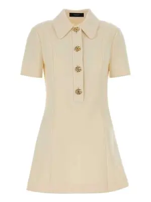 Gucci Ivory Crepe Polo Dress - White