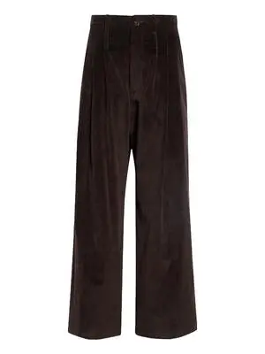 JAMIE HALLER Triple Pleat Wide Leg Corduroy Trousers