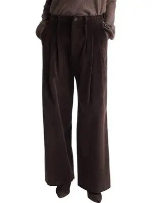JAMIE HALLER Triple Pleat Wide Leg Corduroy Trousers
