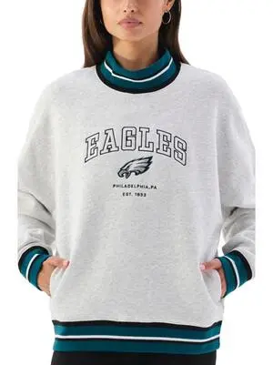 OFF SEASON Philadelphia Eagles Mock Neck Graphic Sweatshirt Heather Grey/eagles