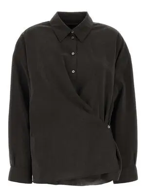 LEMAIRE Lemaire Women Dark Brown Silk Blend Shirt Brown