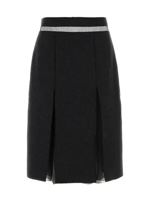 PRADA Prada Women Slate Wool Skirt