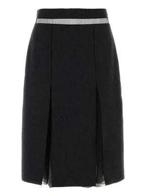 Prada Prada Women Slate Wool Skirt Black