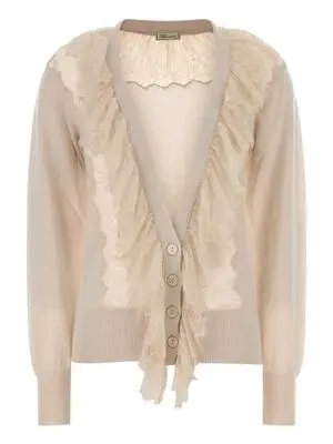 Blumarine Blumarine Women Sand Wool Cardigan Brown