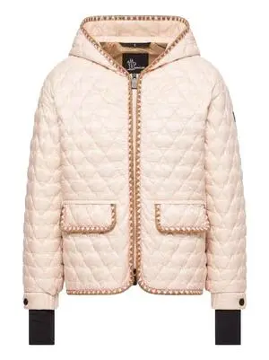 Moncler Valfassa Mountain Quilted Hooded Short Down Jacket Light Pink