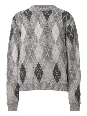 ERL Argyle Cotton And Wool-blend Sweater Grey