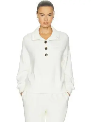 VARLEY Varley Bronya Button Placket Sweater In Ivory.