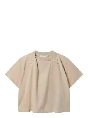 Axel Arigato Hosta Draped Button-detail Top Neutrals