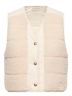 Moncler Fluffy Teddy Padded Vest White Ivory