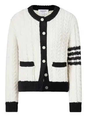 THOM BROWNE Merino-wool 4-bar Aran-cable Cardigan