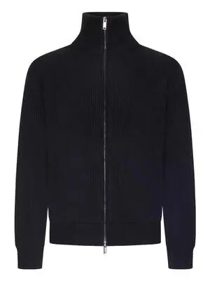 ROBERTO COLLINA Ribbed-knit Zip-up Cardigan Black