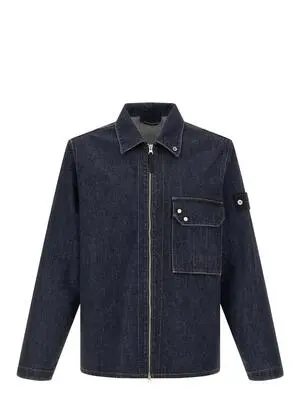 Stone Island Denim Collection: Overshirt Comfort Con Zip - Blue