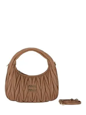 Miu Miu Wander Matelassé Nappa Leather Small Hobo Bag Women Brown