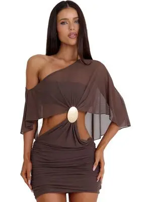 OUTCAST Madisyn Mini Dress Chocolate Brown