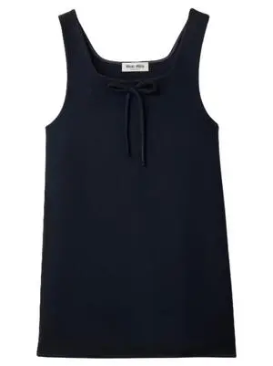 MIU MIU Miu Miu Blue Wool Mini Dress With Wide Neckline And Straight Hem