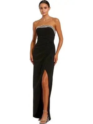MAC DUGGAL Rhinestone Embellished Strapless Column Gown