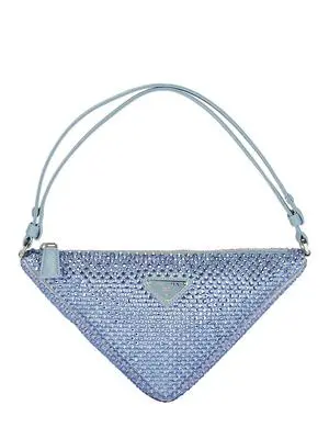 PRADA Prada Satin Crystal Triangle Pouch In Blue