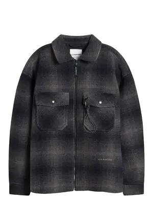 AND WANDER Wool Shaggy Check Zip Jacket