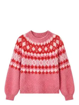 YUMI Yumi Fairisle Wool Blend Relaxed Jumper Red