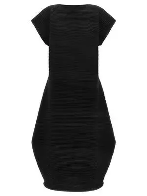 Issey Miyake Zig Zag Knit Cocoon Midi Dress - Black