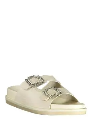 LAURA BIAGIOTTI Crystal-embellished Double-strap Sandals Neutrals
