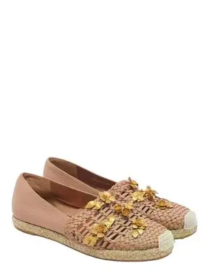 VALENTINO Woven Flower-embellished Espadrille Flats