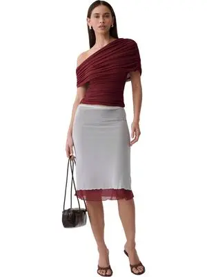 Meshki Janet Mesh Midi Skirt Red