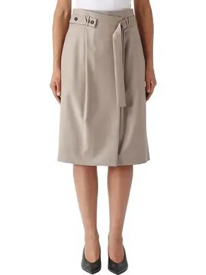MEIMEIJ Wool-blend High-waisted Pencil Midi Skirt With Belt