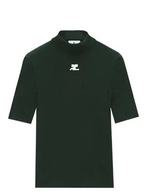 COURREGES Courrèges Reedition Short-sleeved Ribbed Jumper - Black