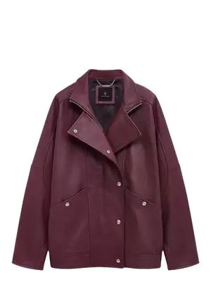 ANINE BING Sandy Jacket Burgundy Leather - Red