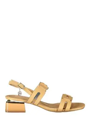 LAURA BIAGIOTTI Logo-plaque Block-heel Sandals - Neutrals