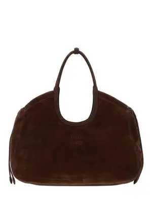 Miu Miu Miu Miu Women Dark Brown Suede Ivy Shopping Bag Brown